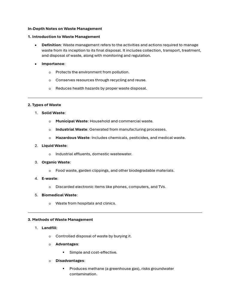 Waste_Management_Notes | PDF | Waste Management | Waste