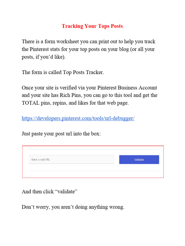 Top Posts Tracker Instructions | PDF