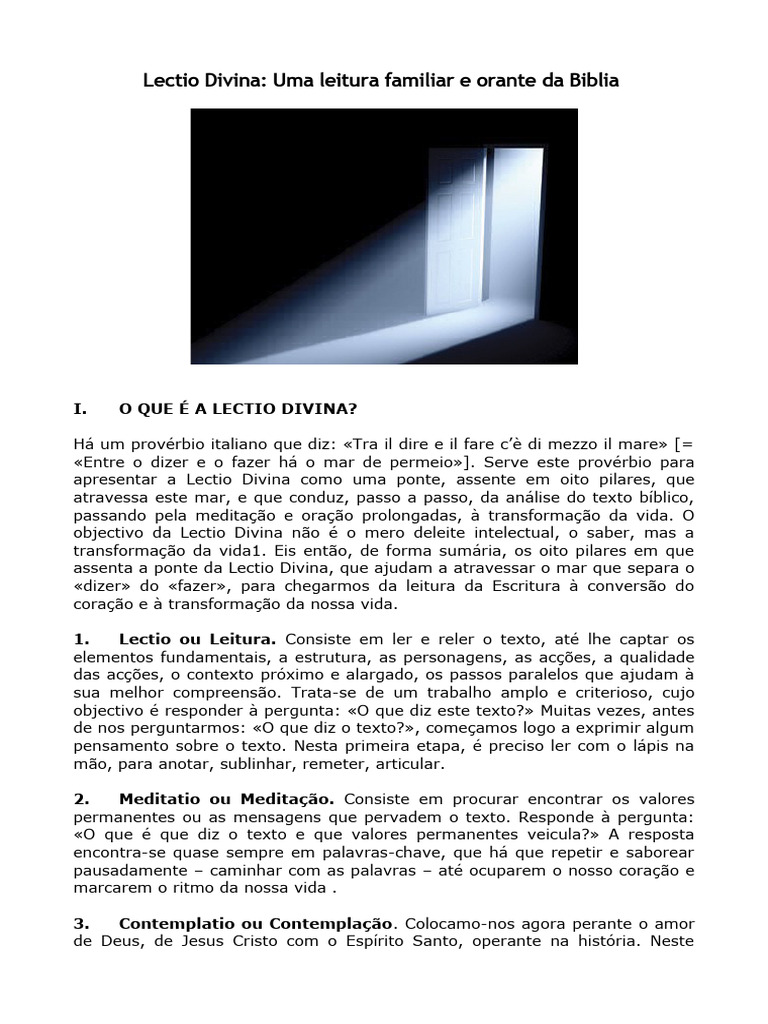 Aa46b 2020 2 Lectio Divina Uma Leitura Familiar e Orante Da Biblia ...