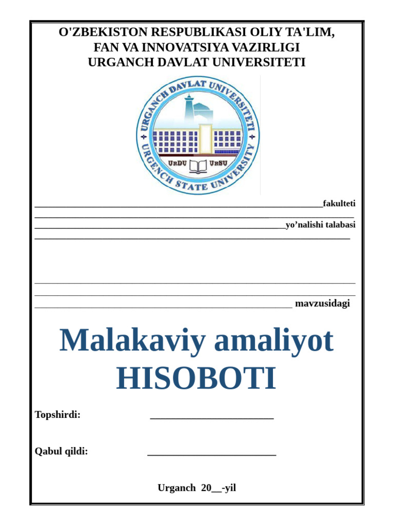 Malakaviy amaliyot usti | PDF