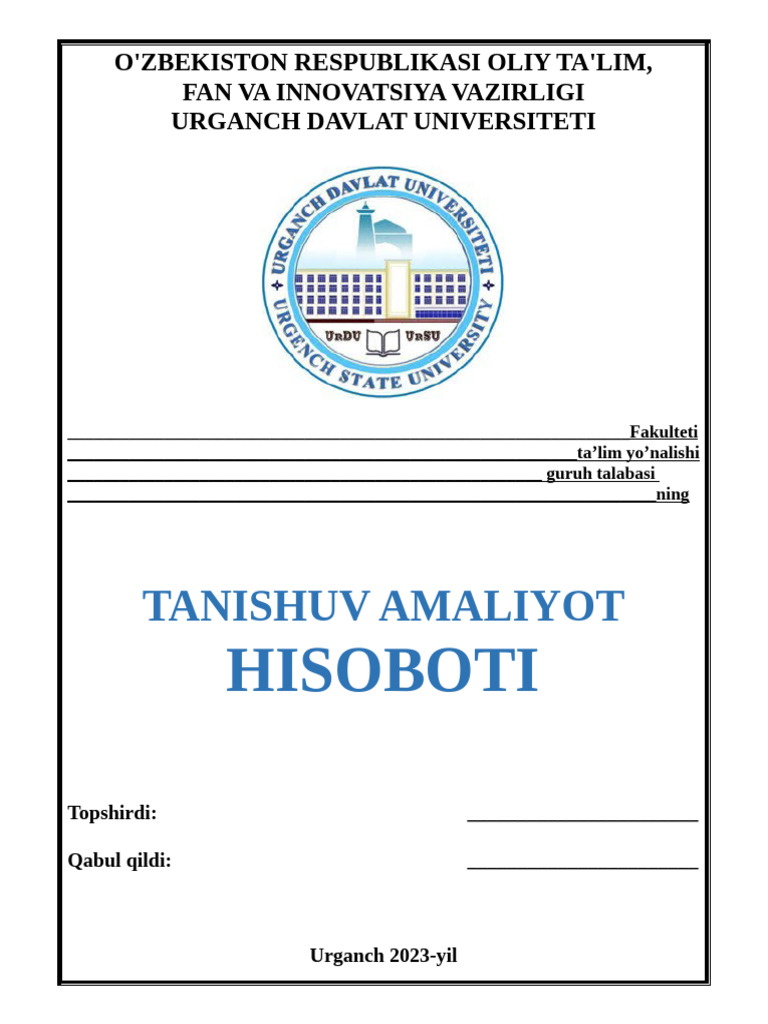 Tanishuv Amaliyot Usti | PDF