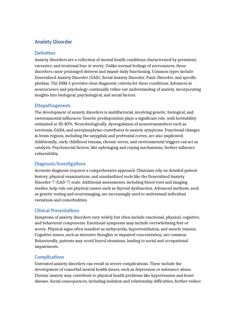 Understanding Anxiety Disorders: Causes & Treatments | PDF | Anxiety ...