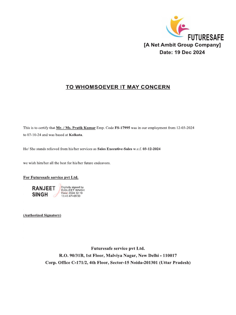 Reliving Letter_FS-17995 | PDF