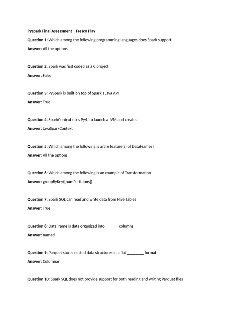 Pyspark Final Assessment | PDF | Apache Spark | Sql