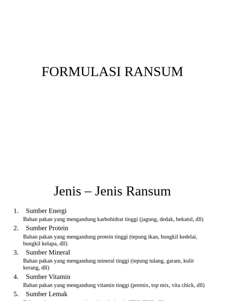 FORMULASI RANSUM | PDF