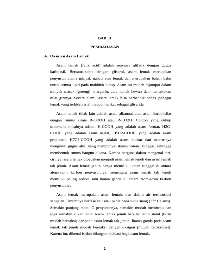 Oksidasi Asam Lemak: Proses dan Mekanisme | PDF