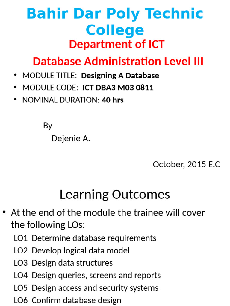 Designing A Database | PDF | Data Model | Conceptual Model