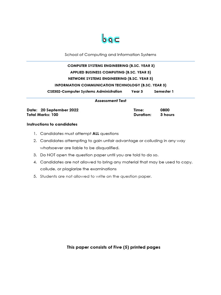 CSA Assessment Test 2022 | PDF | Ethernet | Computer Network