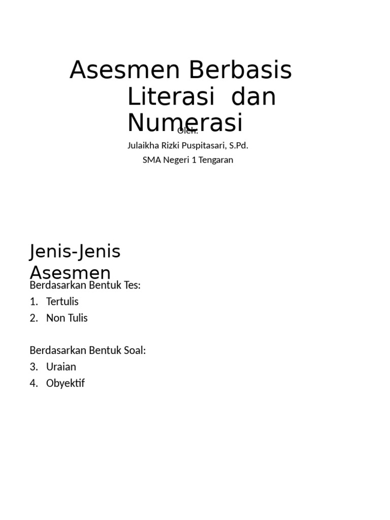 Materi Asesment Berbasis Literasi Numerasi (1) | PDF