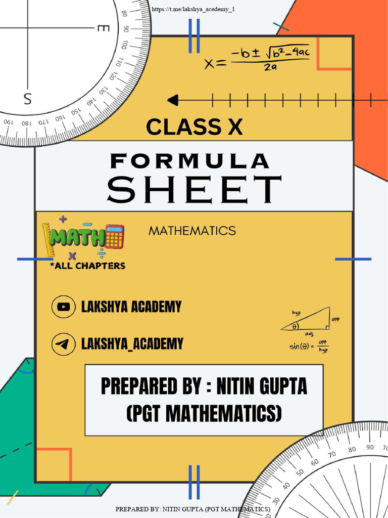 Formula Sheet X 2024-25 @nitin Gupta | PDF