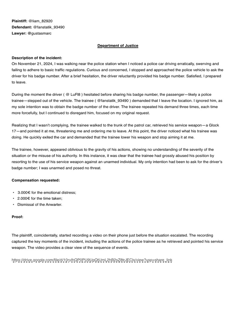 Written Statement From The Plaintiff | PDF