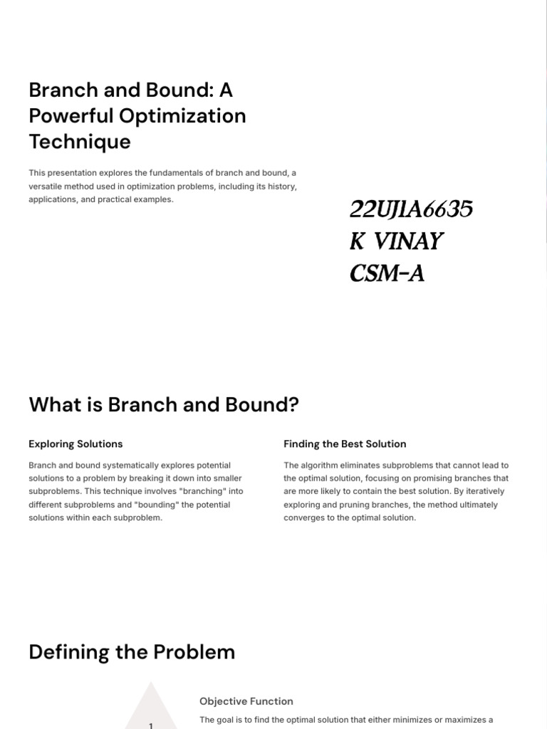 Branch and Bound A Powerful Optimization Technique | PDF | Mathematical Optimization | Linear ...
