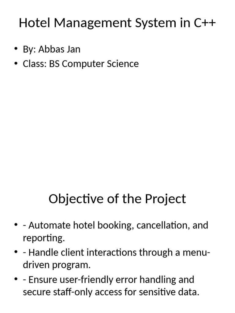 Hotel Management Presentation | PDF