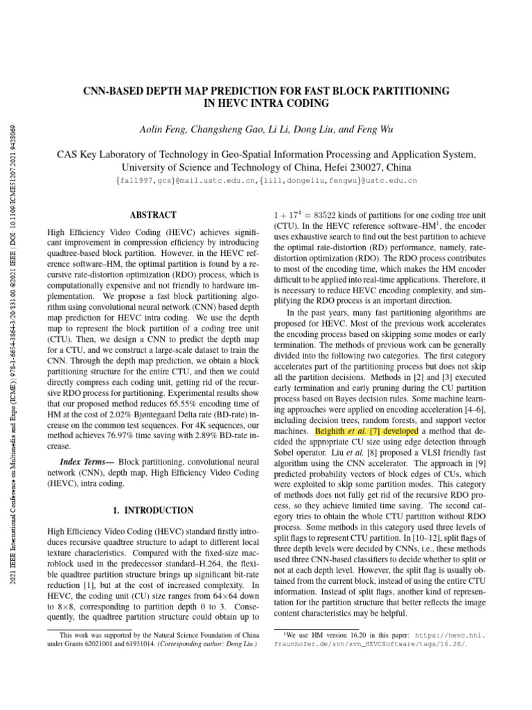 2.Cnn-Based Depth Map Prediction For Fast Block Partitioning in HEVC Intra Coding | PDF ...