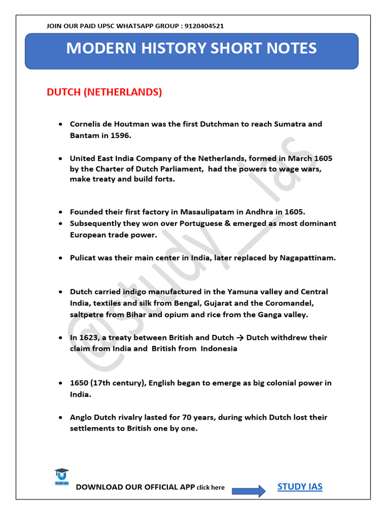 Dutch and British Colonial Trade in India | PDF