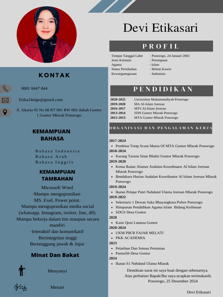 Cv Devi Etikasari Radiosonggolangit | PDF