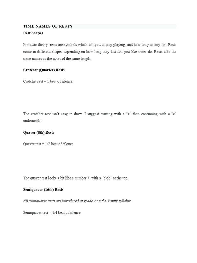 6.time Names of Rests - My Music Theory | PDF