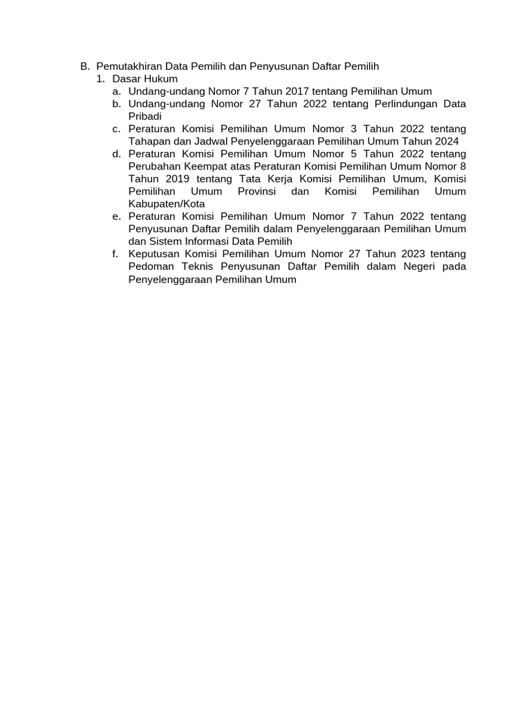 Dasar Hukum Pemutakhiran Data Pemilih | PDF