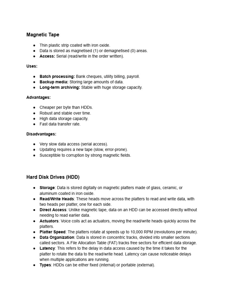 Chapter 3.ICT.Notes | PDF | Hard Disk Drive | Solid State Drive