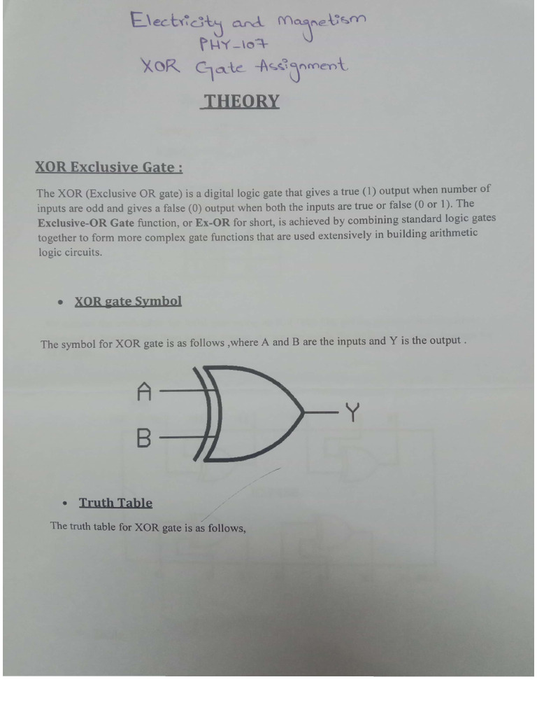 Physics Assignment Logic Gates | PDF