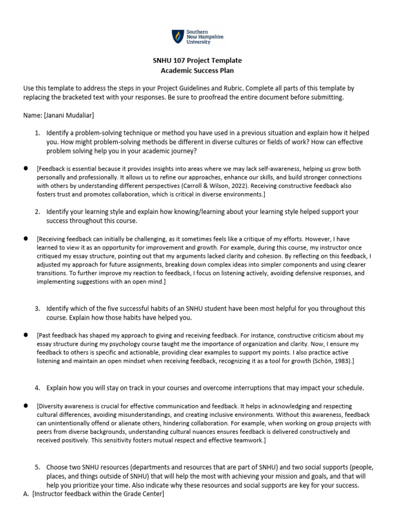 Academic Success Plan Template | PDF | Goal | Motivation