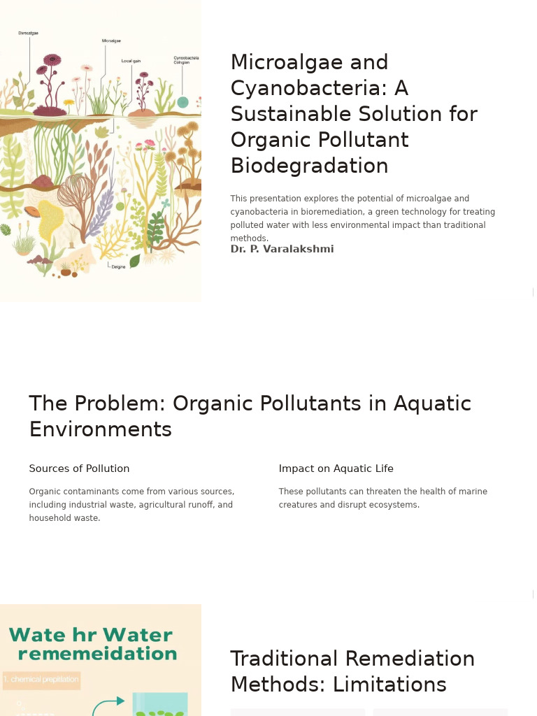 Microalgae and Cyanobacteria A Sustainable Solution For Organic Pollutant Biodegradation | PDF ...