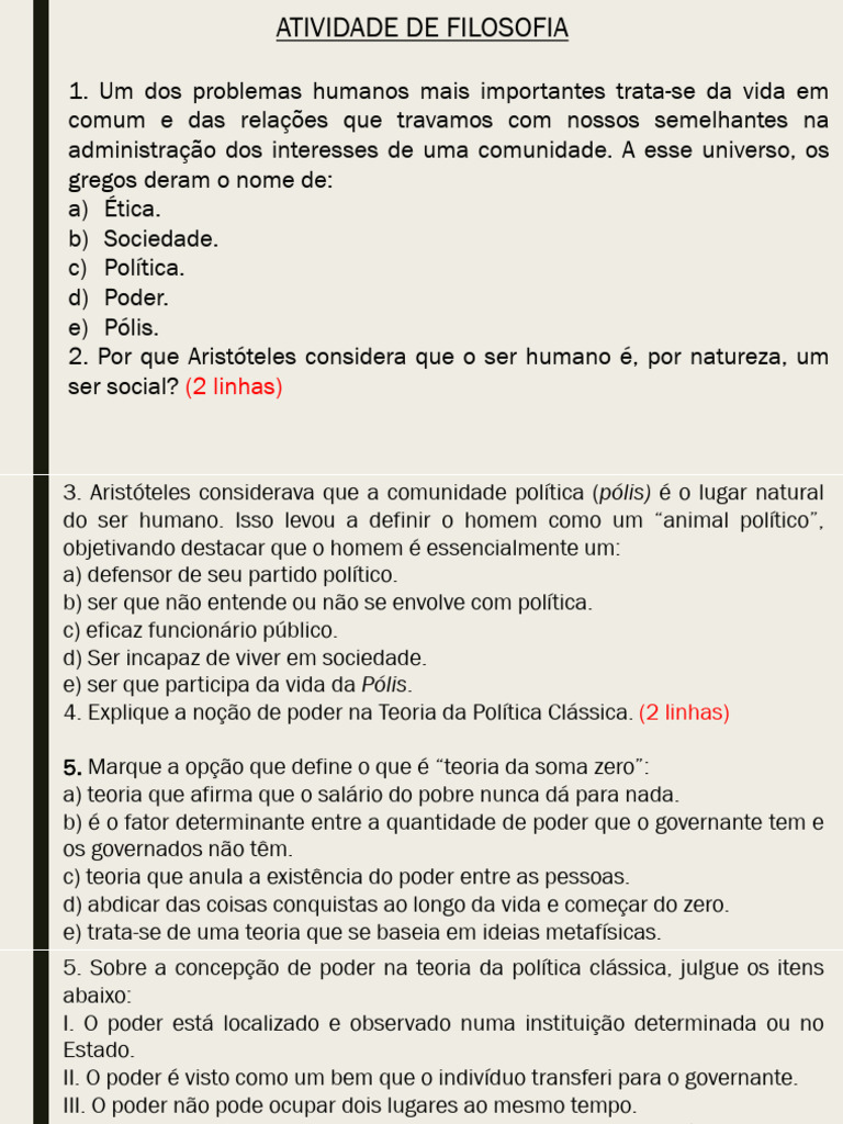 Atividade 02. Filosofia 3 Ano | PDF