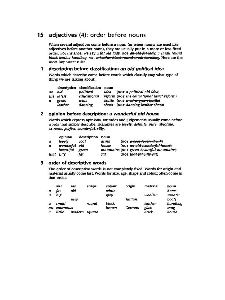 Order of Adjectives Explanation | PDF