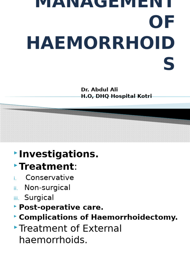 Management of Haemorrhoids | PDF | Hemorrhoid | Diseases And Disorders