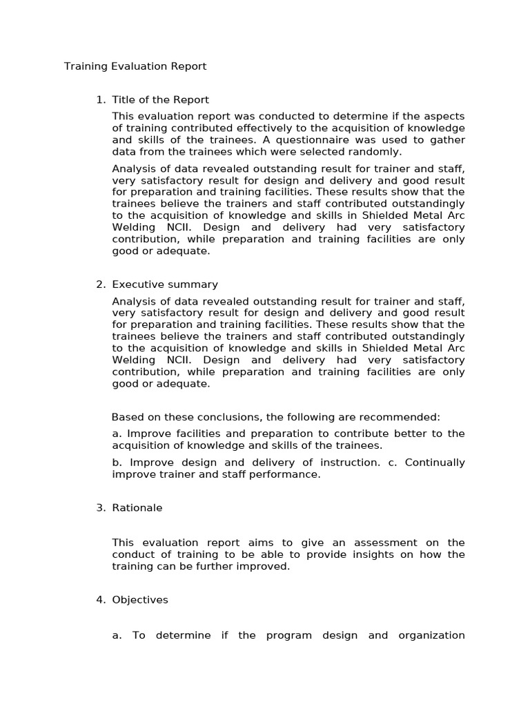05 Training Evaluation Report | PDF | Evaluation | Methodology