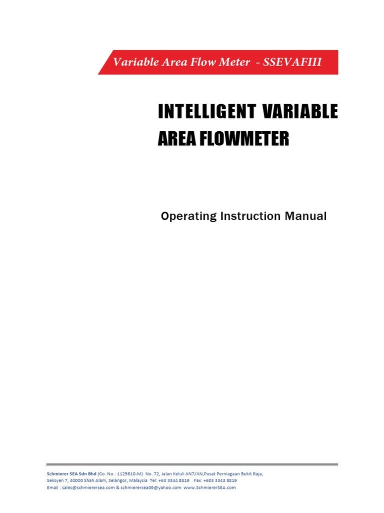 SSEAVAFIII - Manual - Variable Area Flowmeter | PDF | Flow Measurement ...