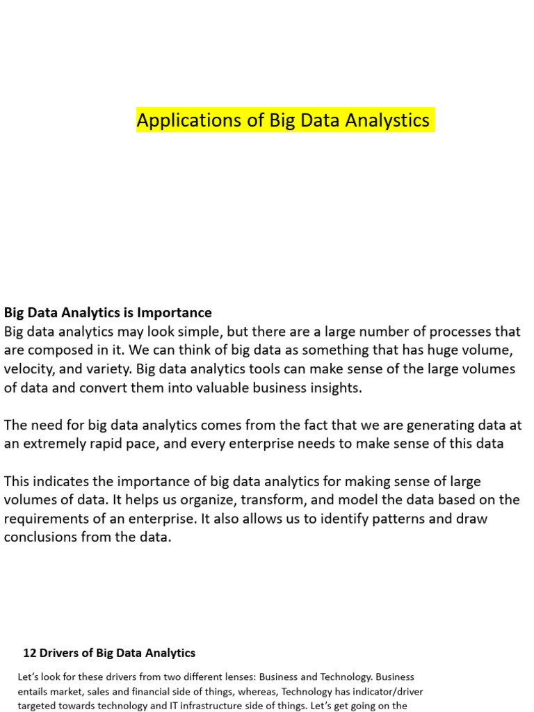 Aplications of Big Data Analytics - Presentation | PDF | Analytics | Big Data