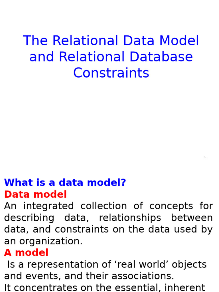Relational Data Model and Relational Database Constraints | PDF | Relational Database ...