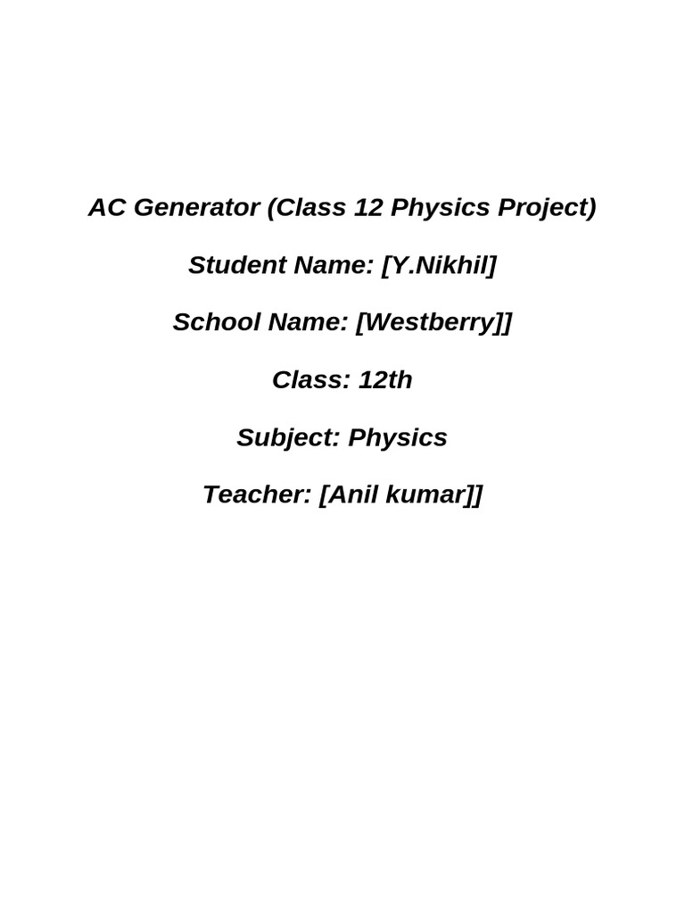 Phy Project | PDF | Electromagnetic Induction | Electric Generator