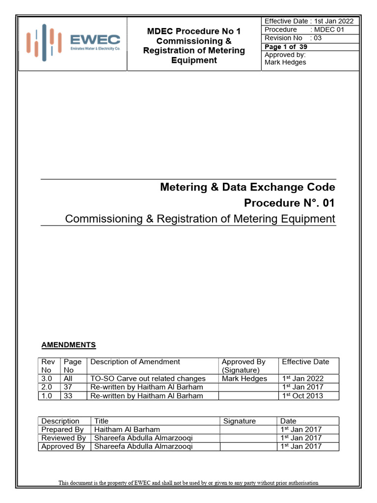 Metering Equipment Registration Procedure | PDF | Transformer | Power ...