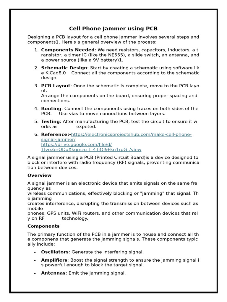 Cell Phone Jammer Using Pcb Pdf Printed Circuit Board