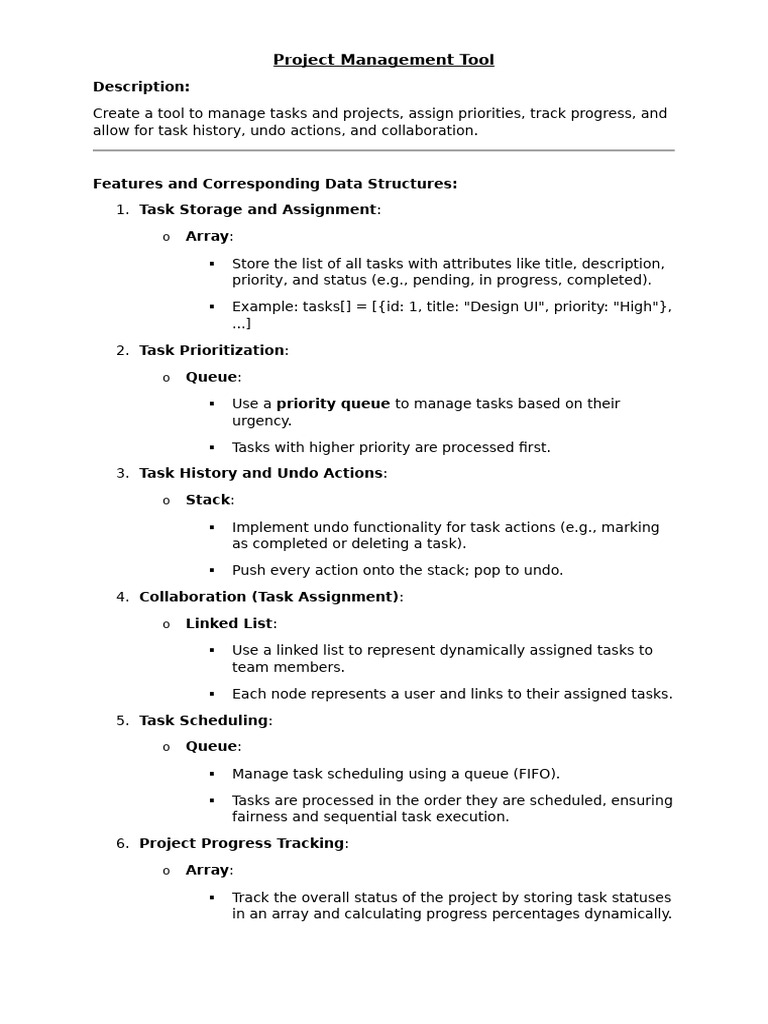Project Management Tool | PDF | Queue (Abstract Data Type) | Scheduling ...