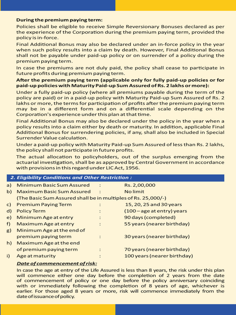 LIC Jeevan Umang Brochure 9 Inch X 8 Inch Eng (2021) 3 | PDF | Money ...