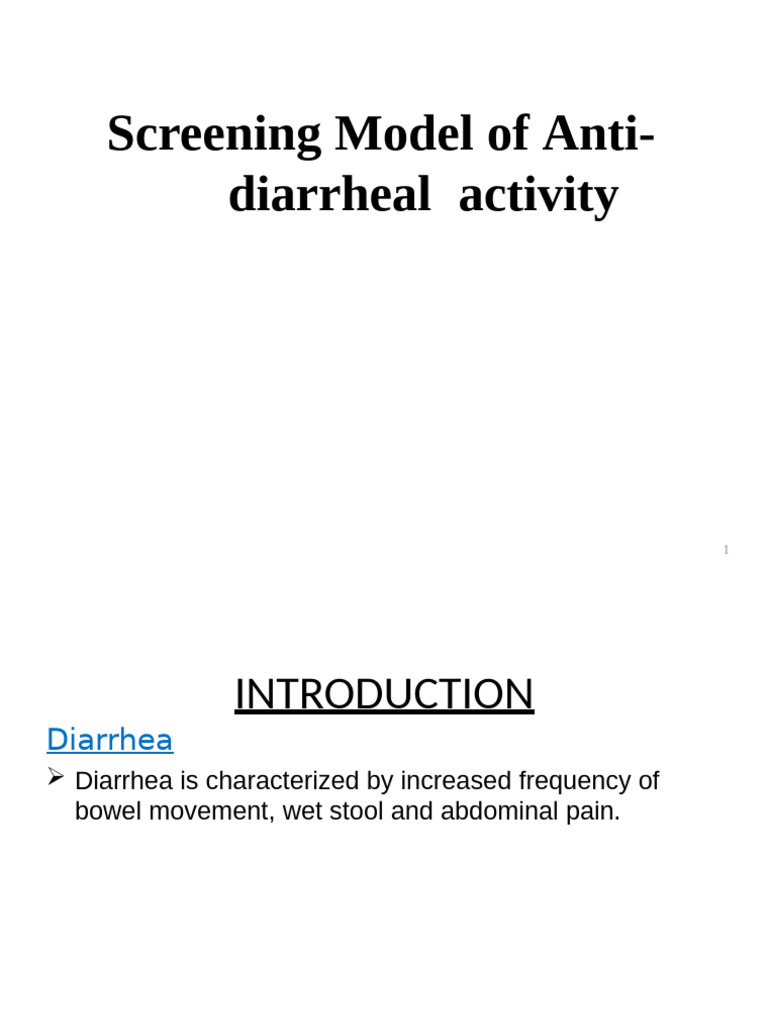 Anti-Diarrheal Activity Screening Model | PDF | Diarrhea | Clinical ...