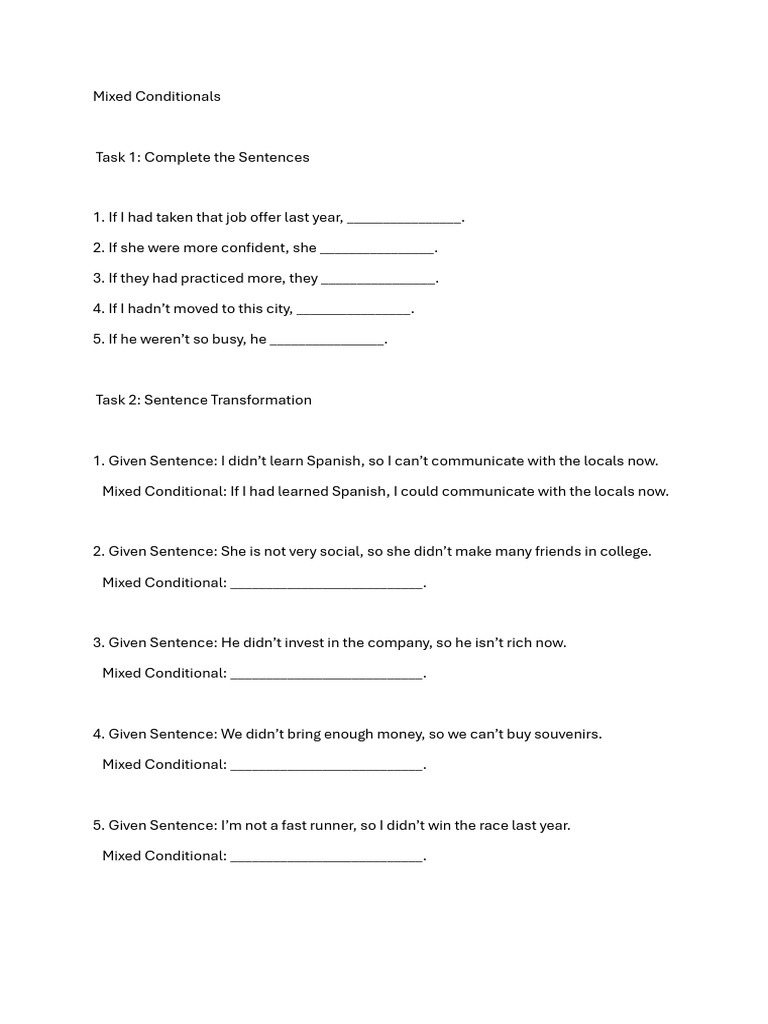 Mixed Conditionals | PDF