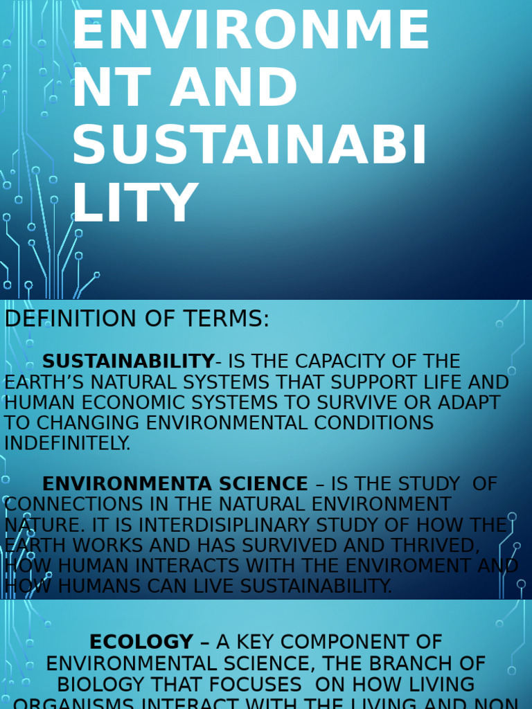 Lesson 1 Environment and Sustainability | PDF | Ecosystem | Soil