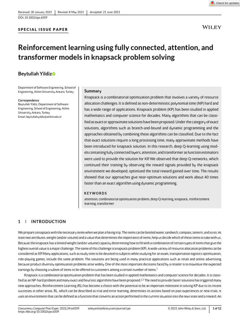 Reinforcement Learning Using Fully Connected, Attention, and ...