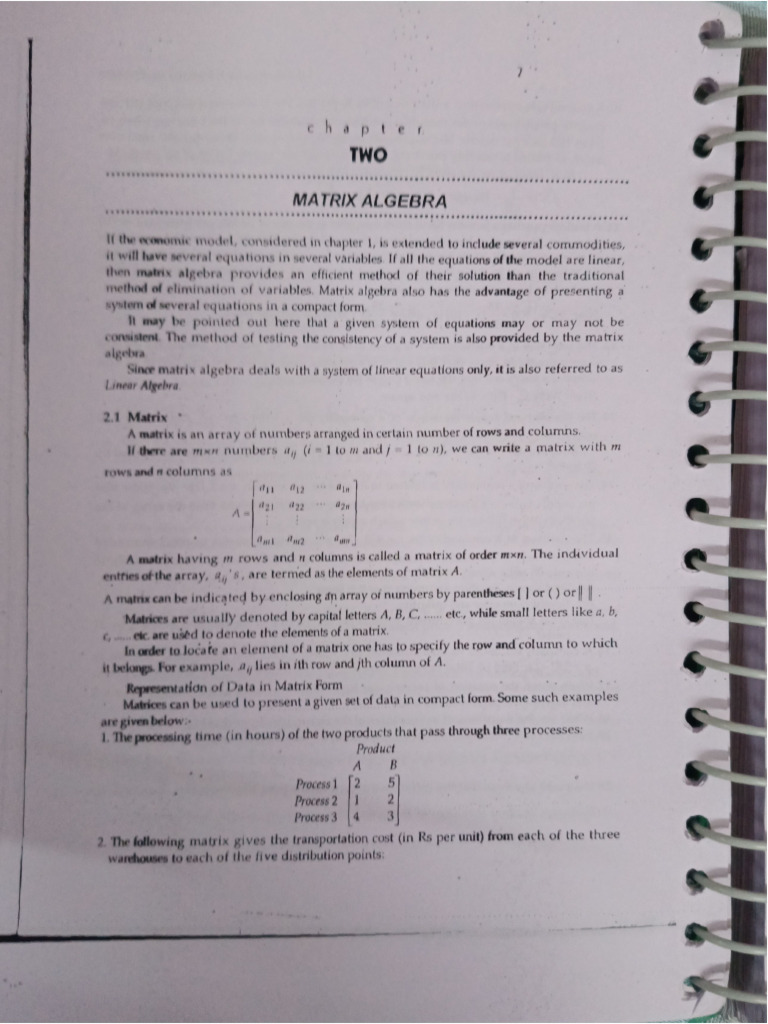 Matrix Algebra | PDF