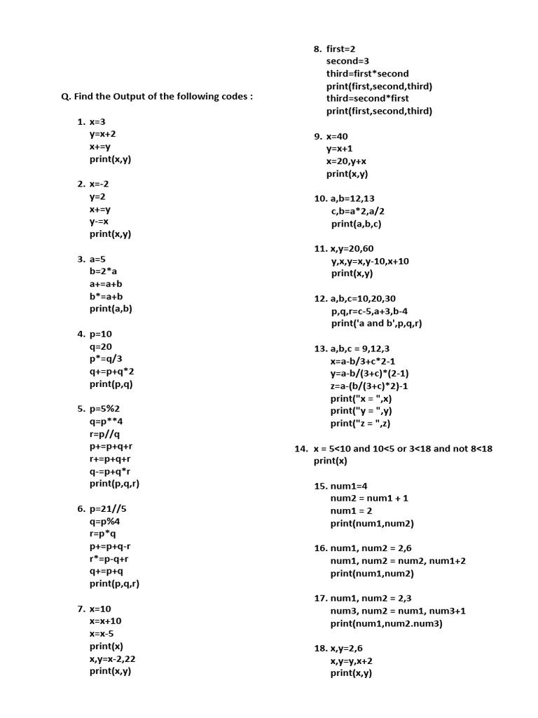 Python Revision Tour I Practice Sheet - 1 | PDF | Computer Programming | Software Engineering