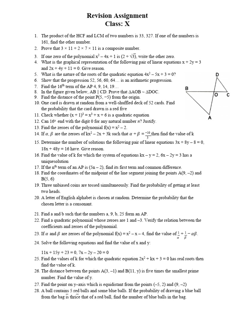 Revision + assertion reasoning questions (1) | PDF | Polynomial | Zero ...