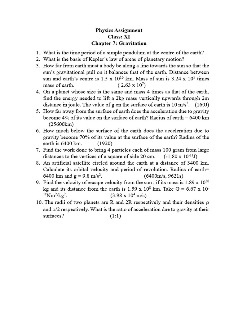 Physics Assignment Chp 7 (1) | PDF