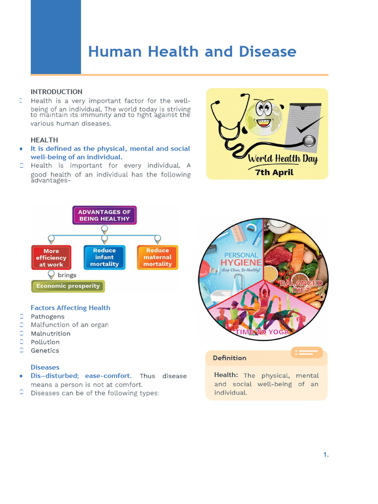 Human Health and Diseases Notes | PDF | Lymphocyte | Lymphatic System