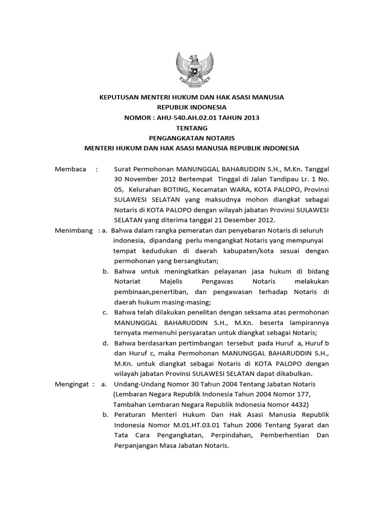 Keputusan Menteri Hukum Dan Hak Asasi Manusia | PDF