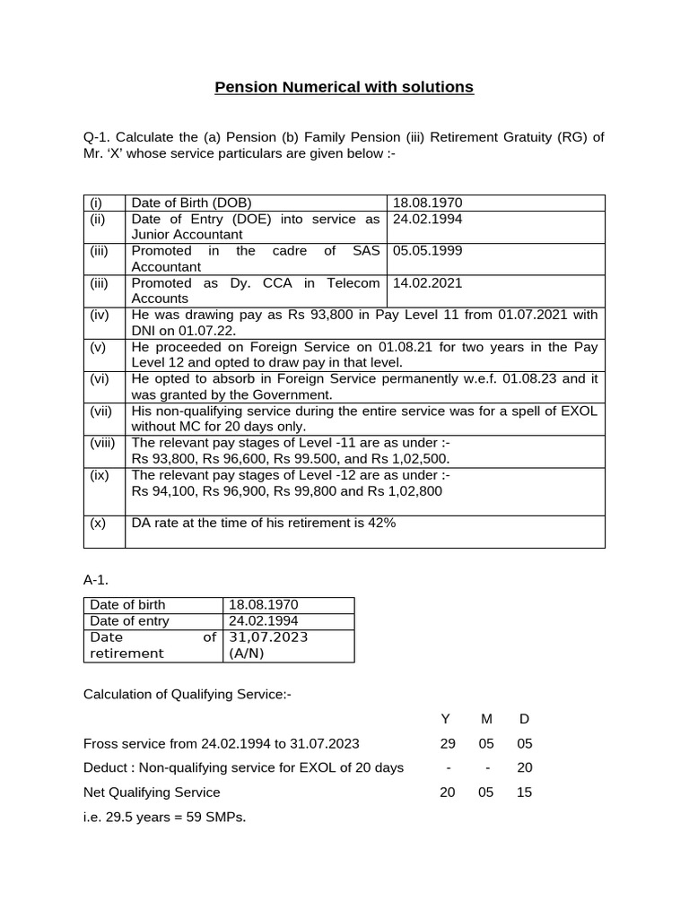 Pension and Gratuity Calculation Guide | PDF | Pension | Employment ...