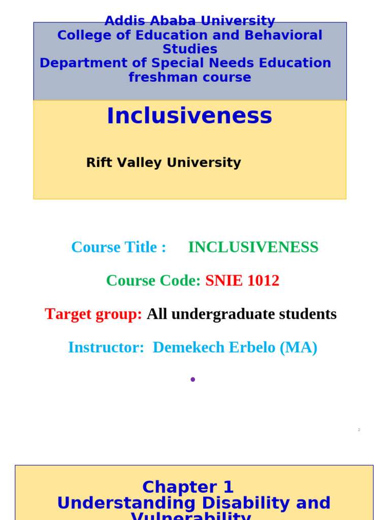 Chapter 1 Inclusiveness For Freshman Course | PDF | Disability | Speech